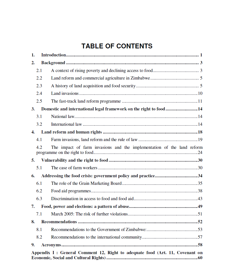 Zimbabwe: Power & Hunger - Violations of the Right to Food - Amnesty ...